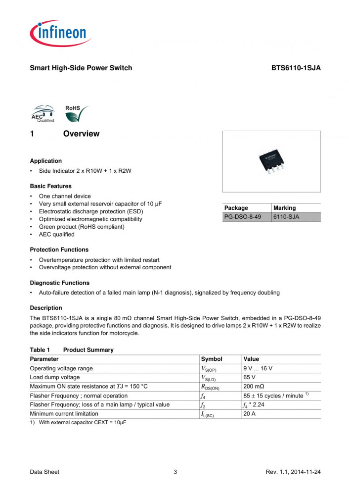 BTS6110-1SJA datasheet page 3
