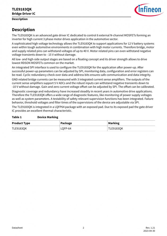 TLE9183QK datasheet page 2