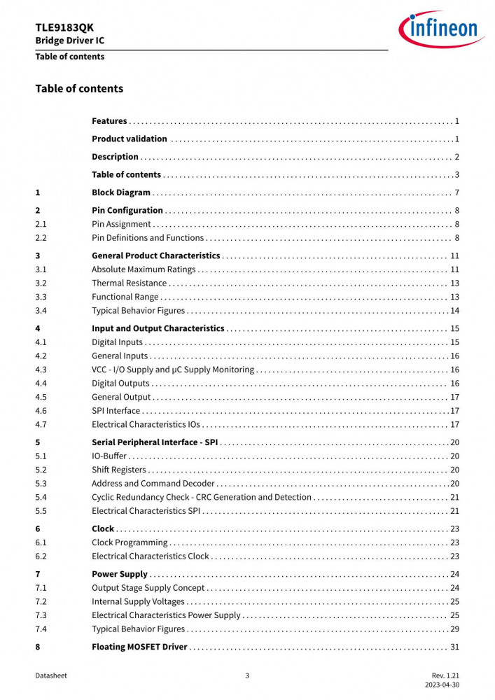 TLE9183QK datasheet page 3