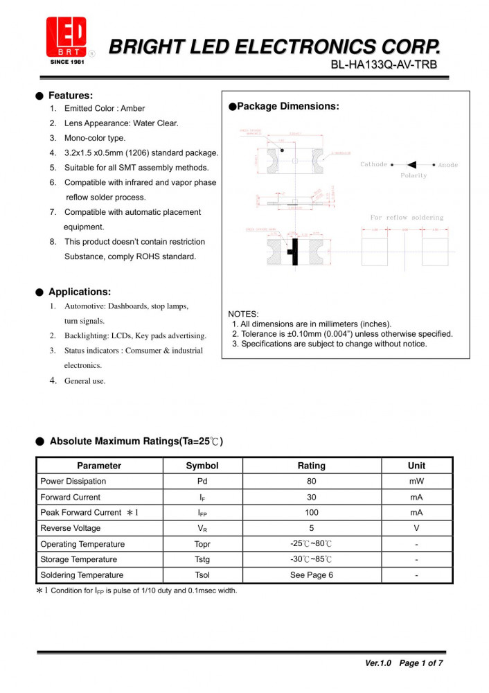 BL-HA133Q-AV-TRB datasheet page 1