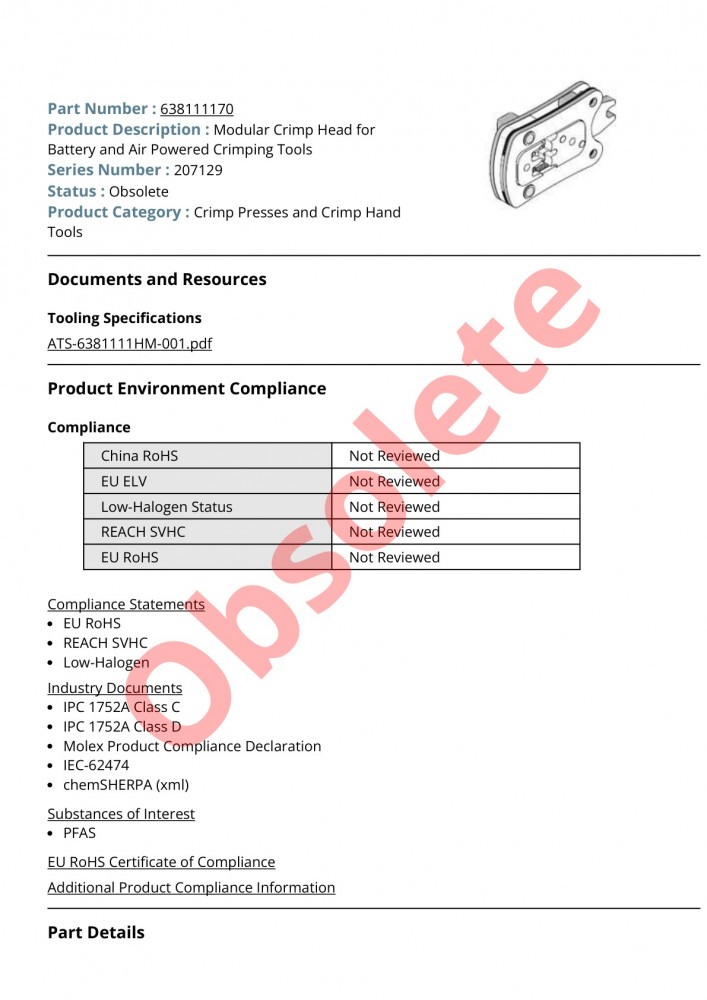 Tooling specification preview, page 1