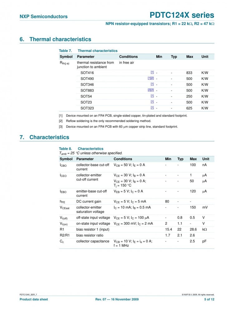 PDTC124XU datasheet page 6