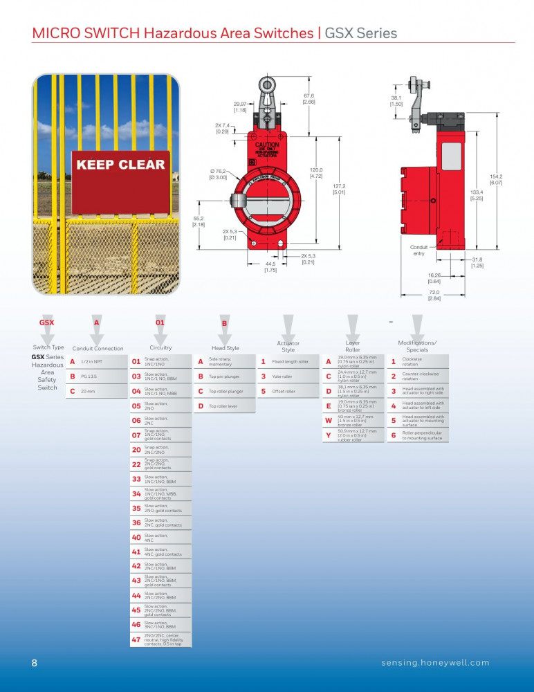 Honeywell hazardous area switches document page 8