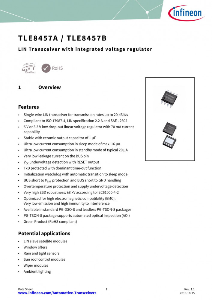 TLE8457BLEXUMA1 datasheet page 1