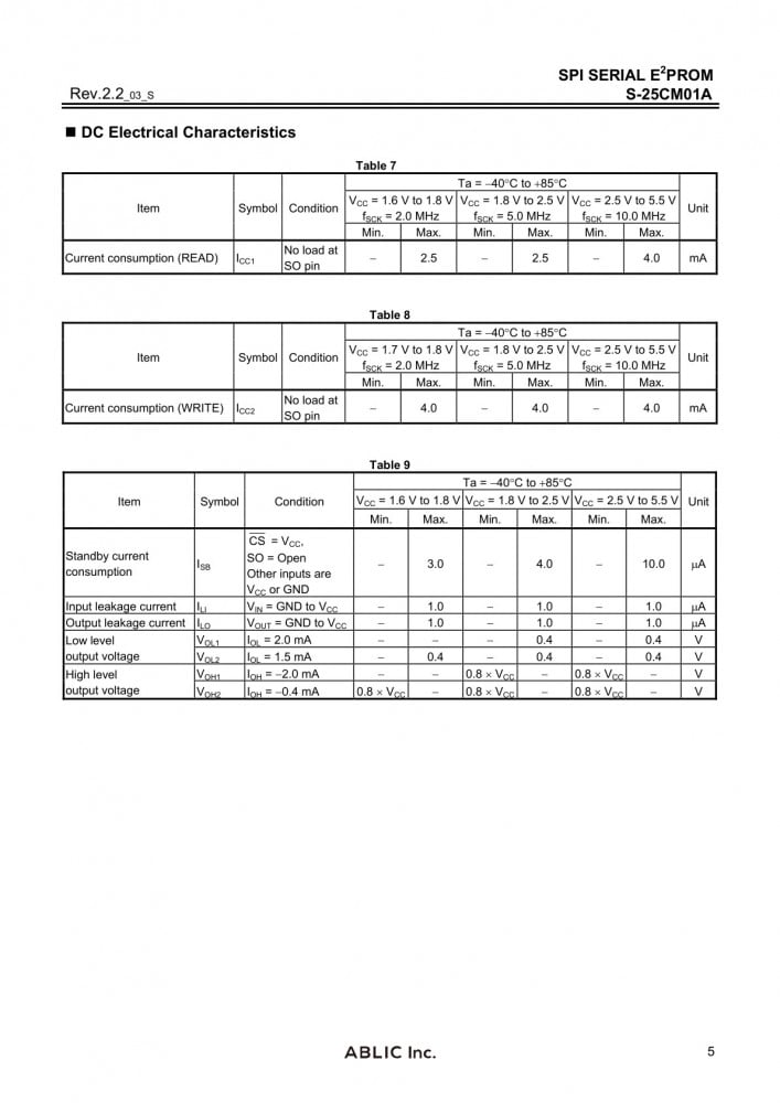 ABLIC S-25CM01A datasheet page 5