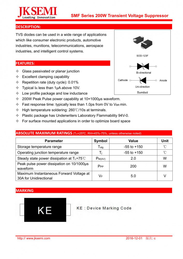 JKSEMI SMF36A datasheet page 1
