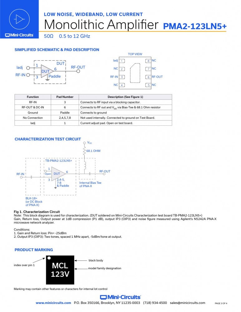 PMA2-123LN5+ technical document page 3