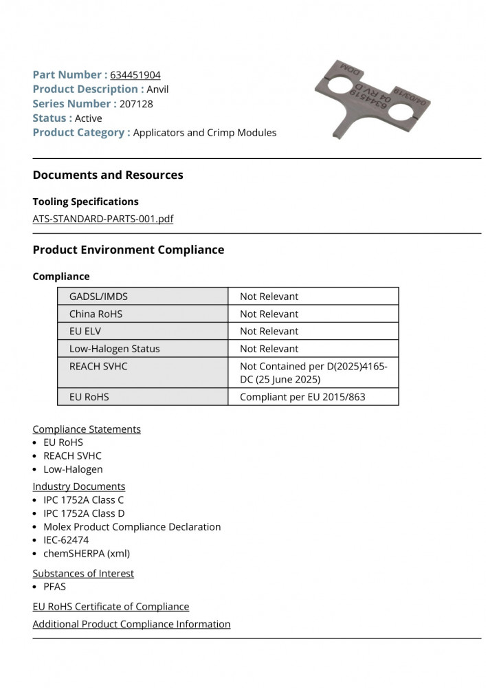 Tooling specification visual reference, page 1