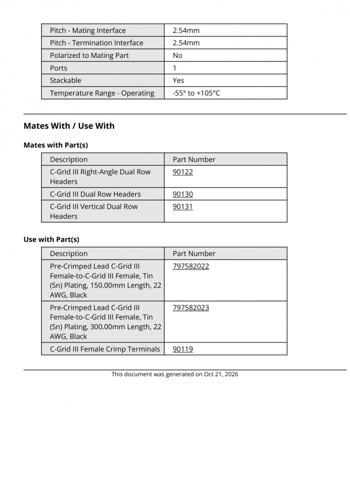 MOLEX 901430050 product drawing preview, page 3
