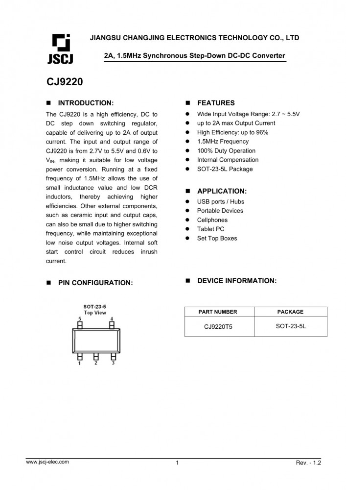 CJ9220 datasheet page 1