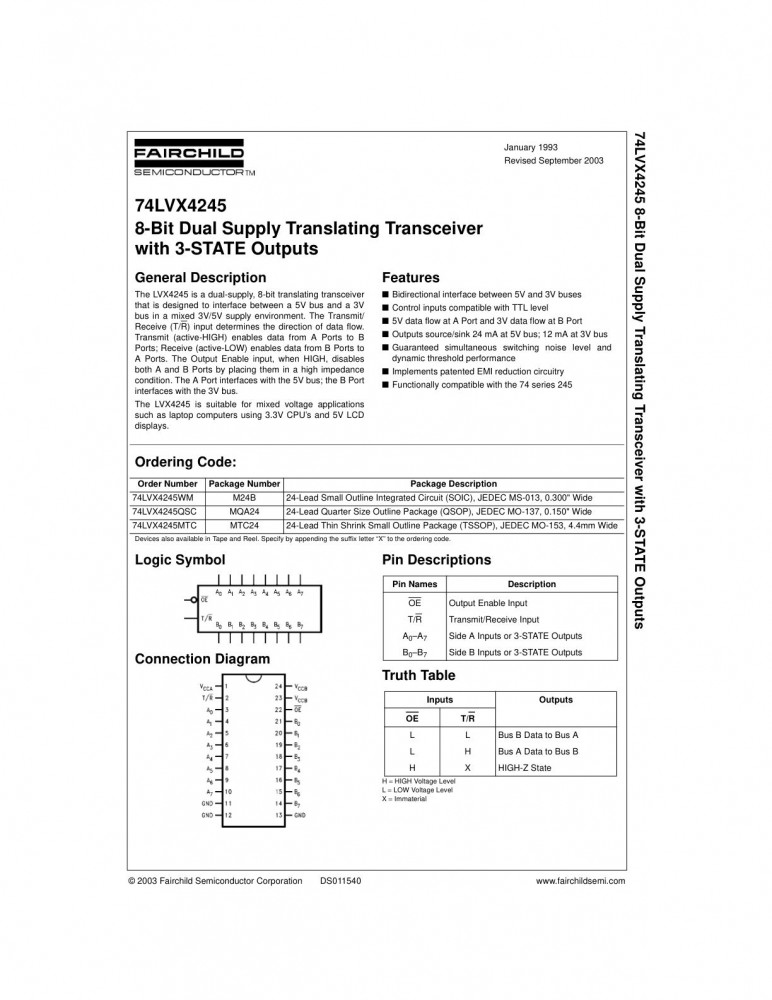 74LVX4245 datasheet page 2