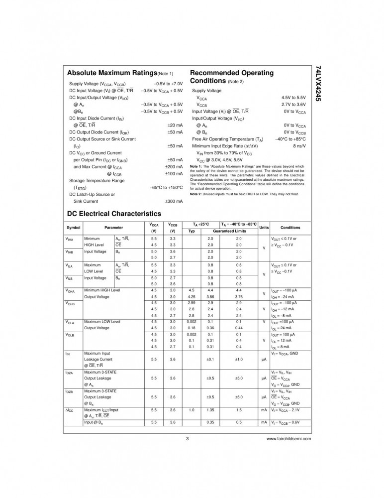 74LVX4245 datasheet page 4