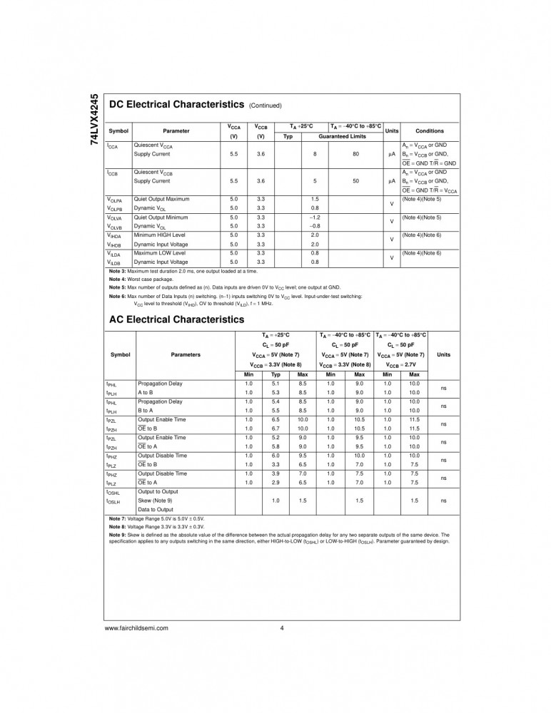74LVX4245 datasheet page 5