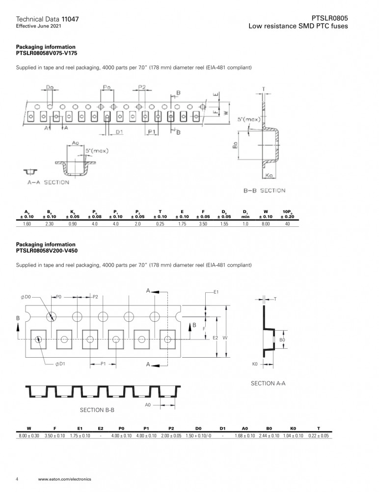 EATON PTSLR0805 datasheet page 4