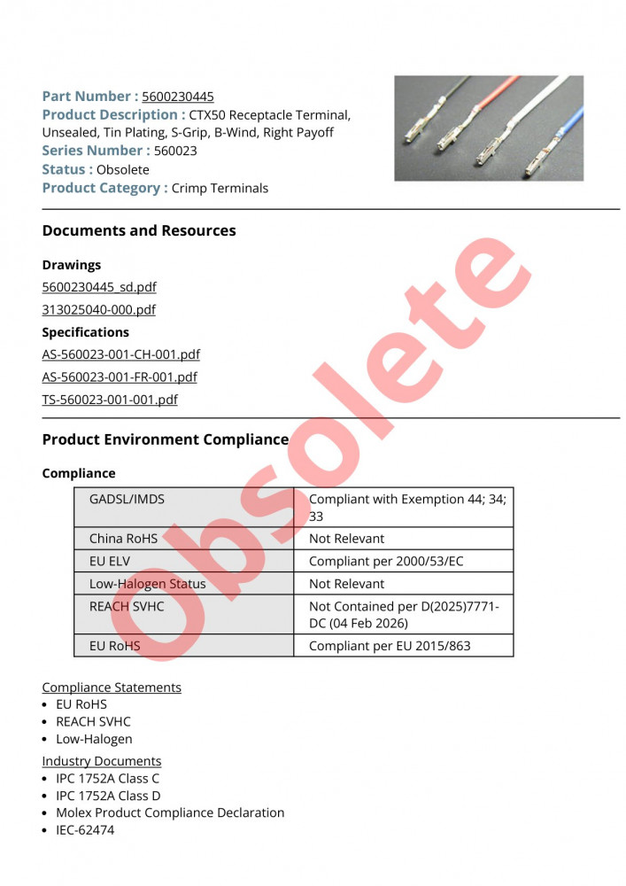 MOLEX 5600230445 technical document image 1