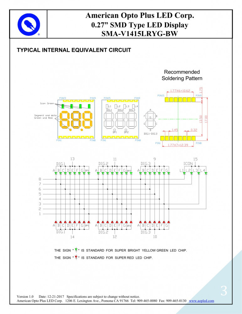 SMA-V1415LRYG-BW datasheet page 3