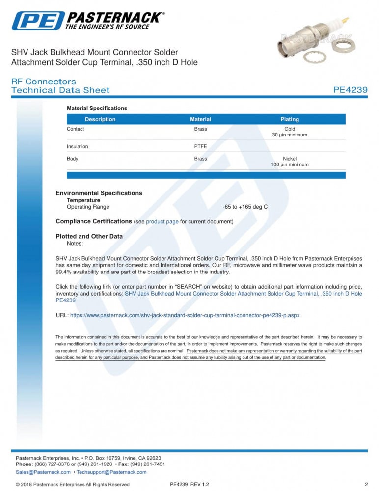 PE4239 technical datasheet page 2