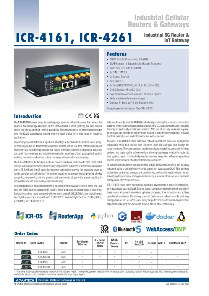 ICR-4161W product document page 1