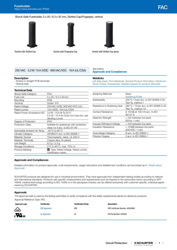 SCHURTER 0031.3803 datasheet page 1