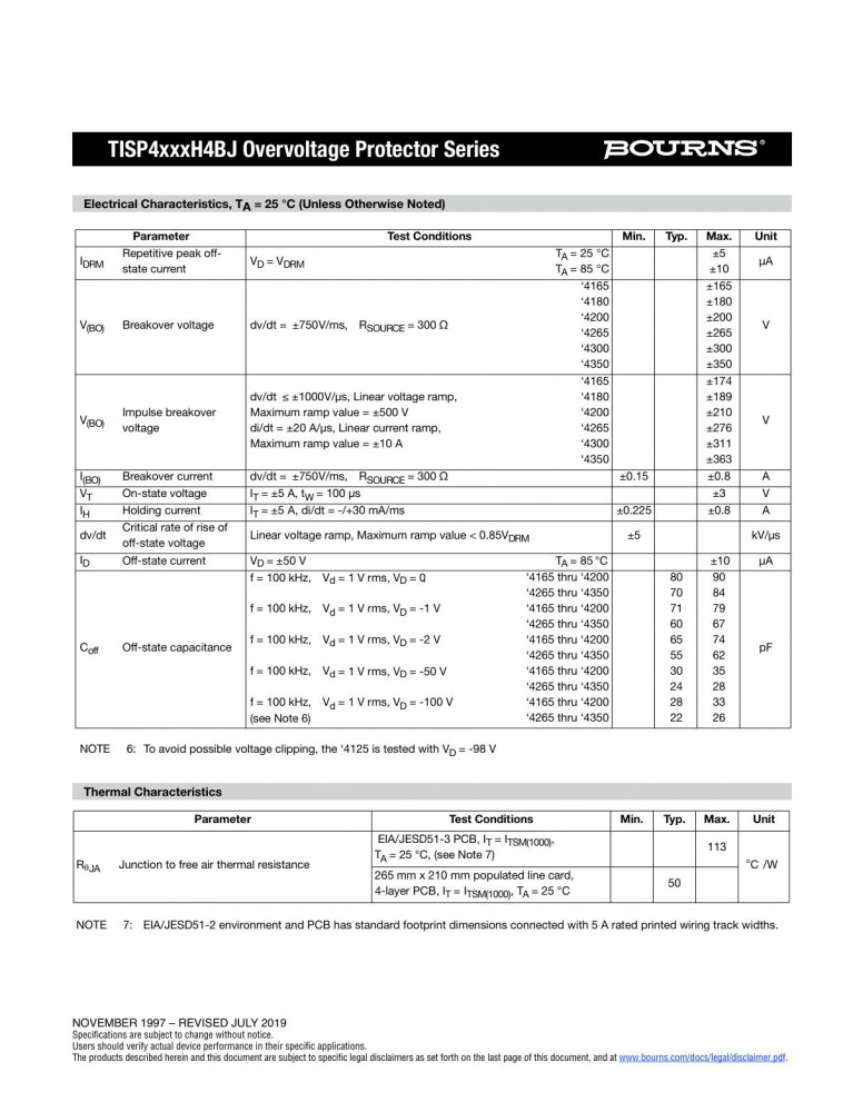 TISP4xxxH4BJ datasheet page 3