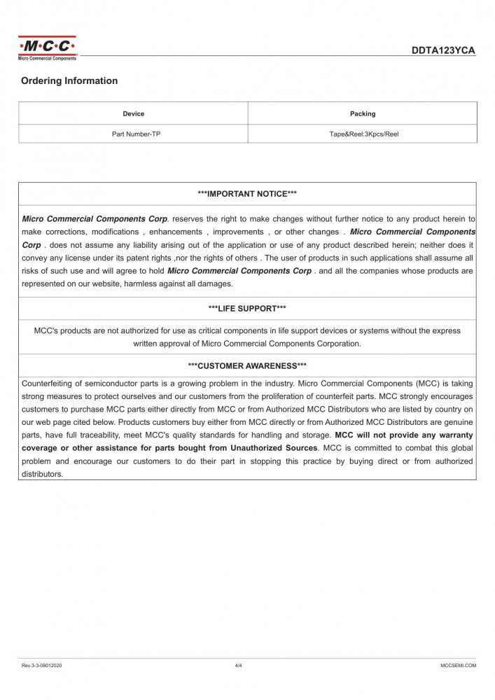 DDTA123YCA-TP datasheet page 4