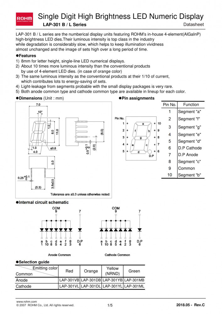 LAP-301MB datasheet page 1