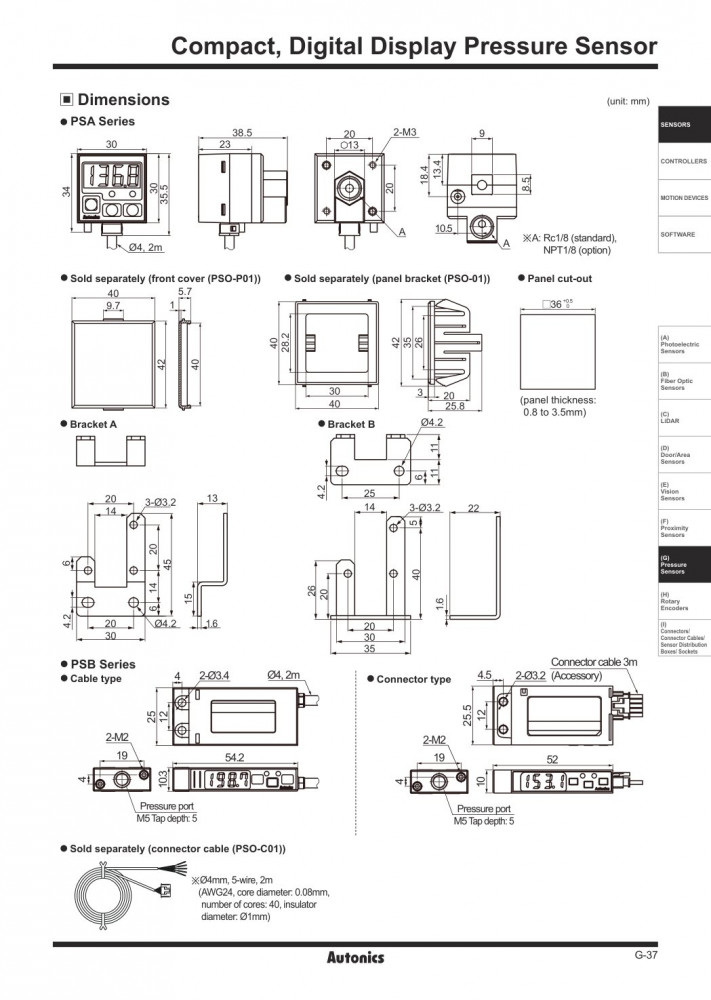 Autonics PSA series technical document page 3