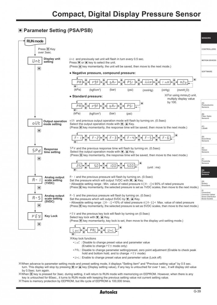 Autonics PSA series technical document page 5
