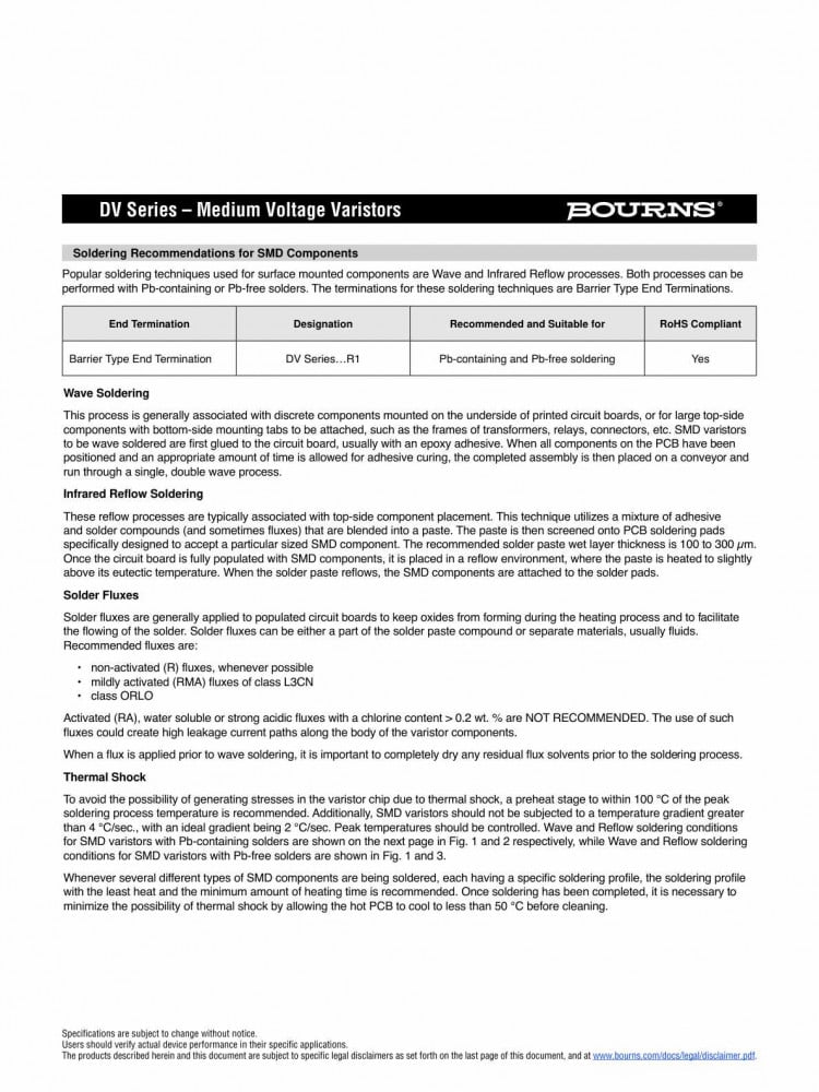 Bourns DV Series datasheet page 9