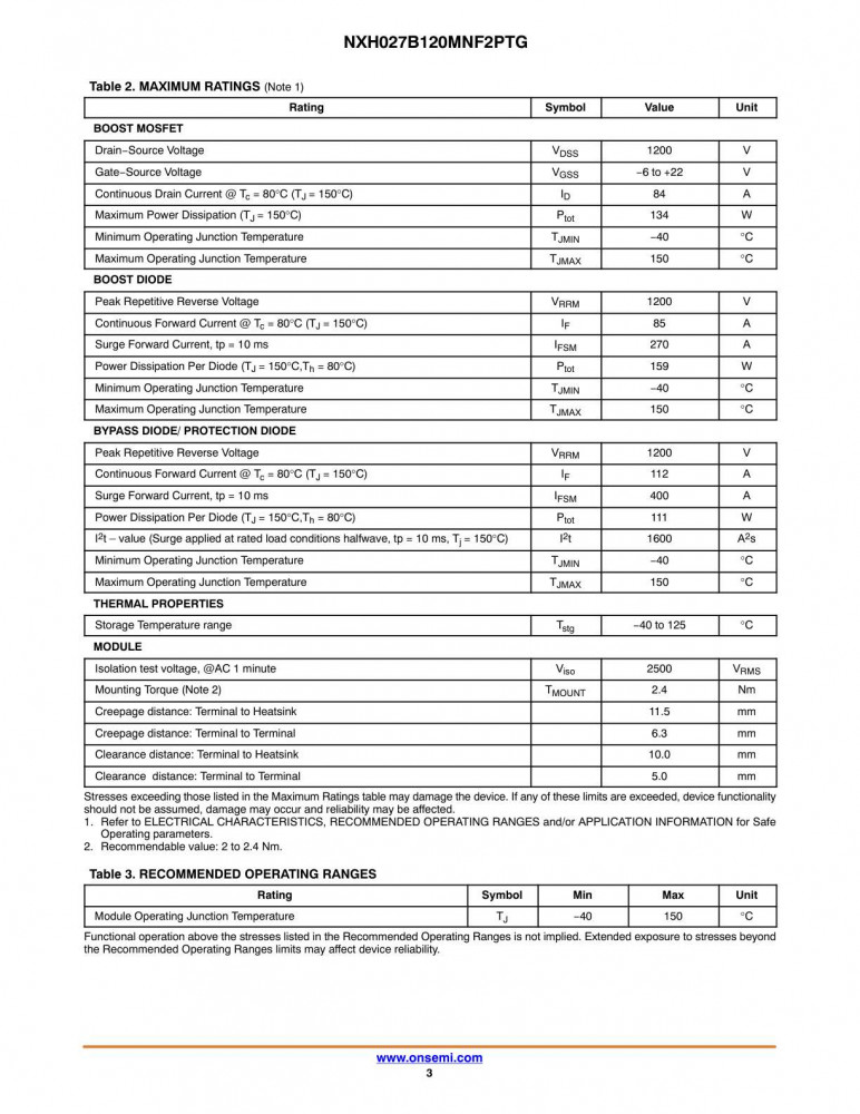 NXH027B120MNF2PTG datasheet page 3