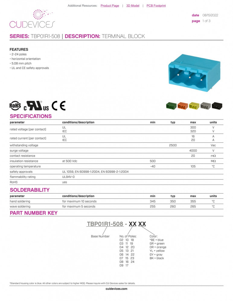 TBP01R1-508-06BE datasheet page 1