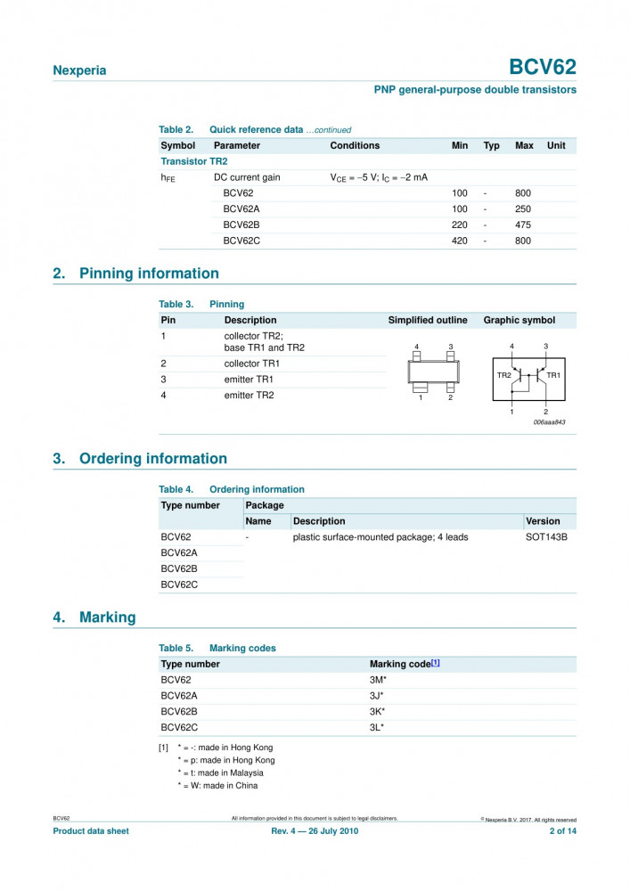 BCV62B datasheet page 2