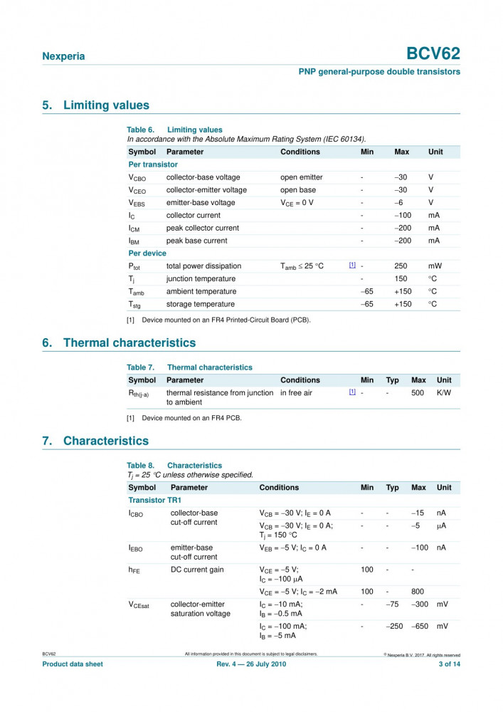 BCV62B datasheet page 3