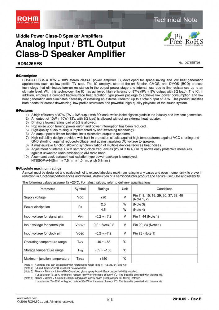 BD5423EFS-E2 technical document page 1