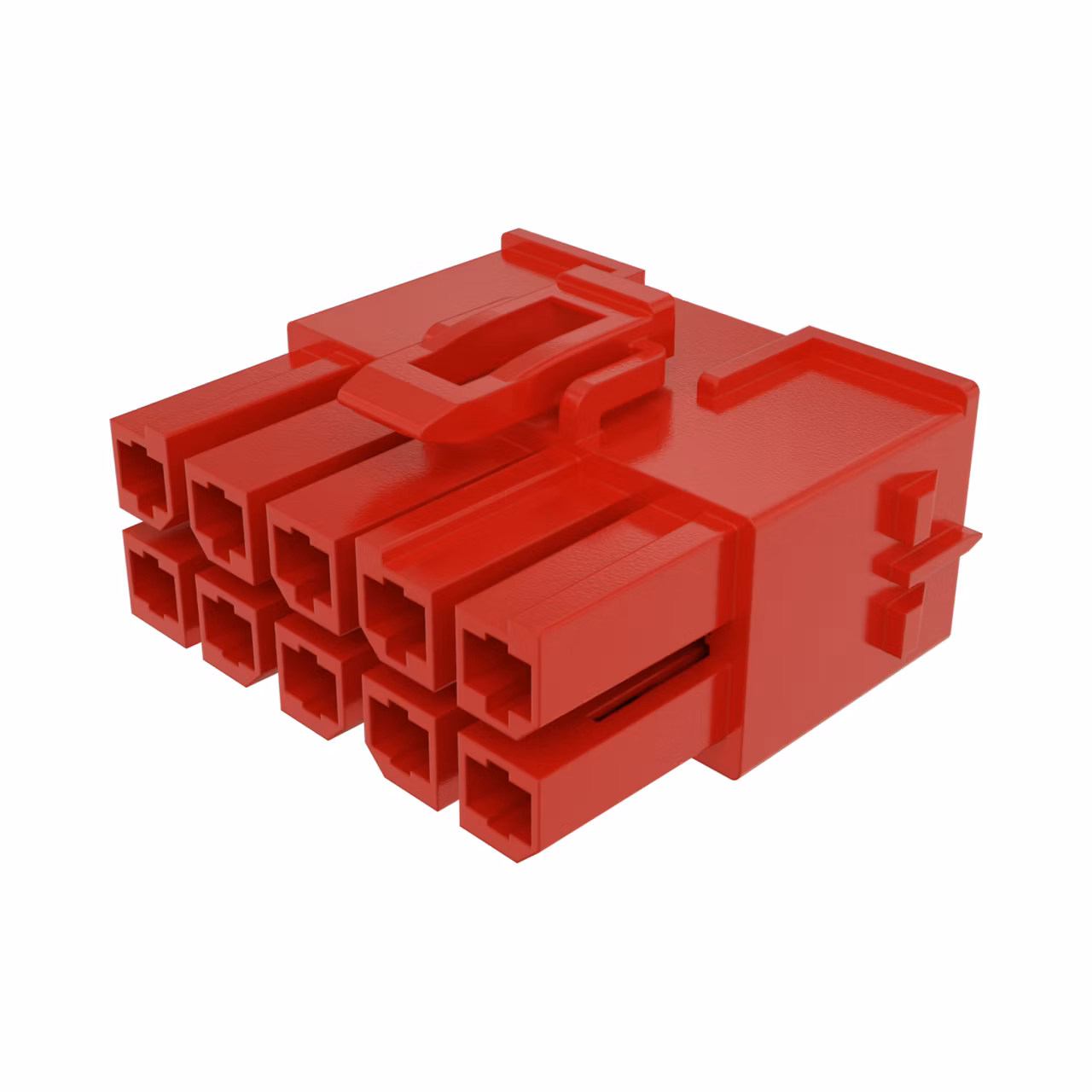 Mega-Fit ColorLock Tangless TPA-Capable Receptacle Housing, Dual Row, 10 Circuit, UL 94V-0, Glow-Wire Capable, Red for sale