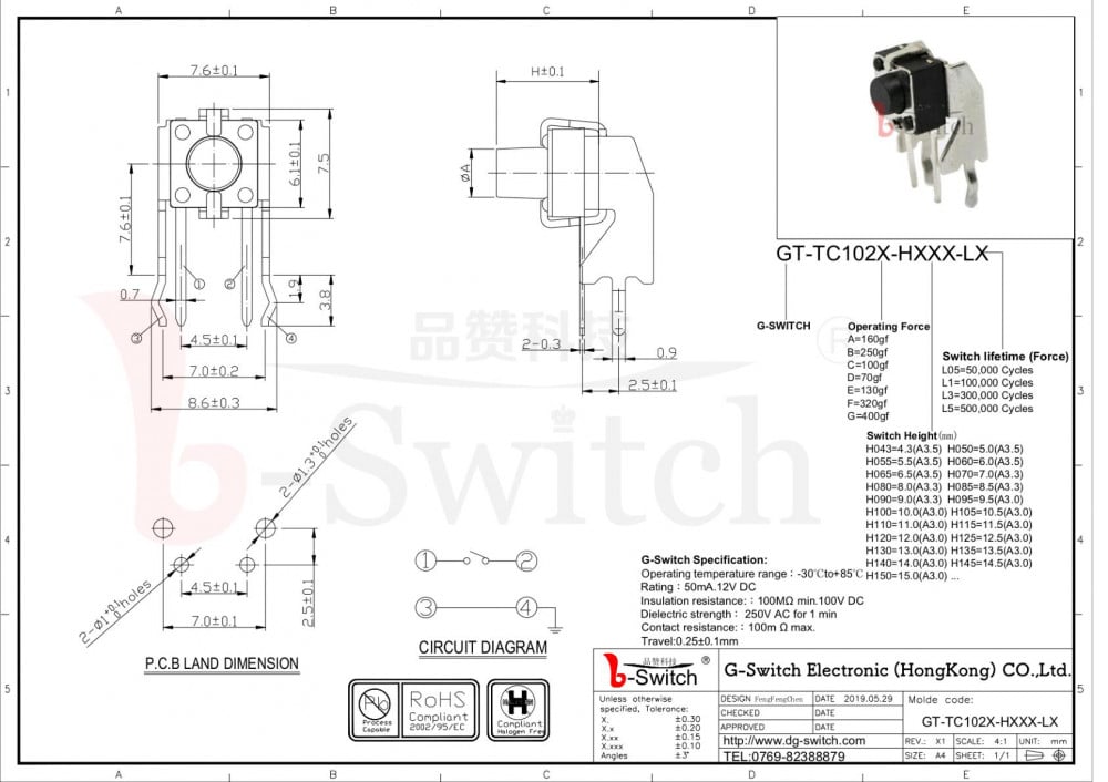 GT-TC102B-H140-L1 manufacturer drawing