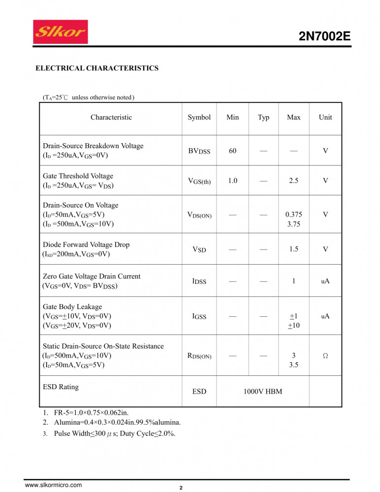 2N7002E datasheet page 2