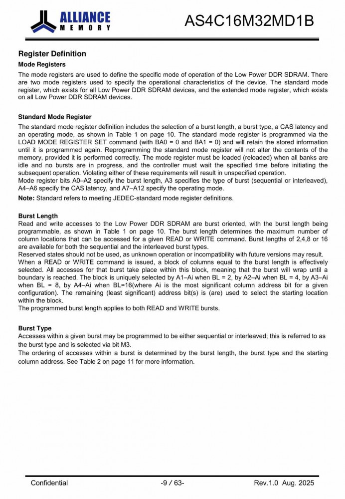 AS4C16M32MD1B datasheet page 9