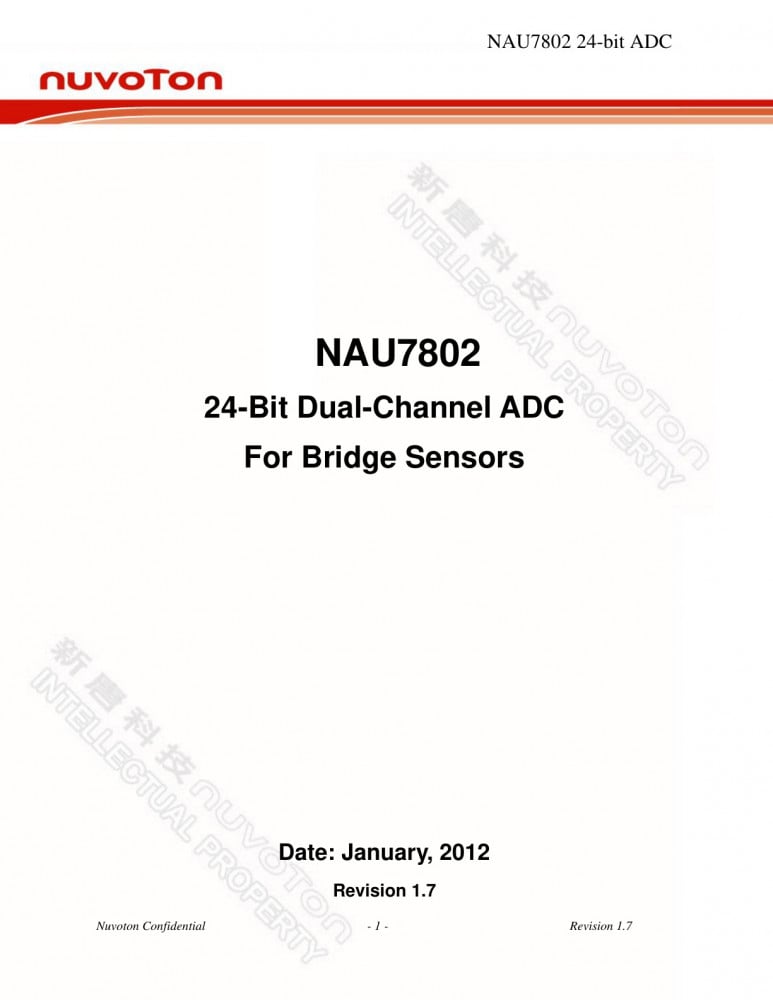 NAU7802 datasheet page 1
