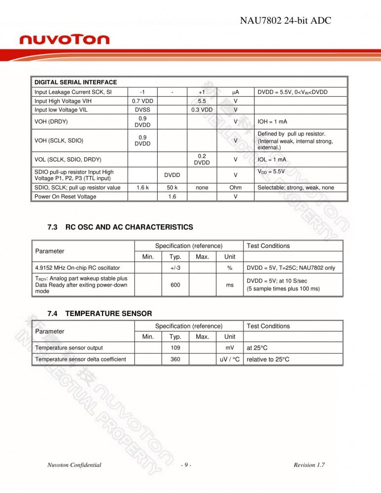 NAU7802 datasheet page 9