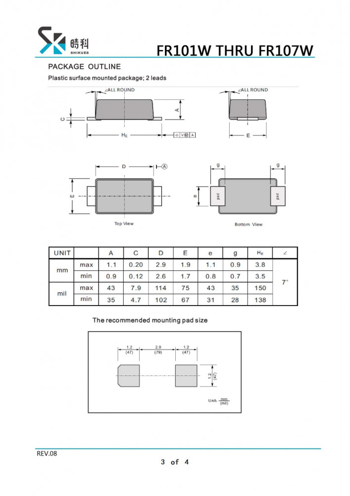 FR107W datasheet page 3