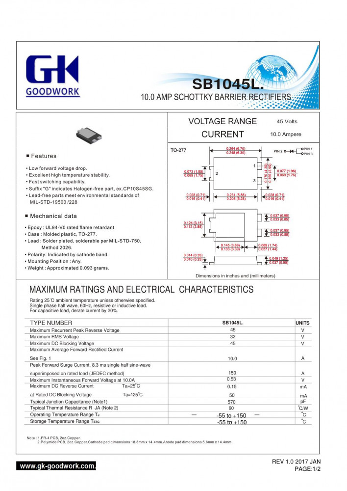 GOODWORK SB1045L datasheet page 1
