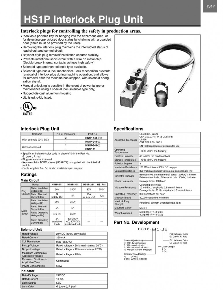 IDEC HS1P-441-RG technical document page 1