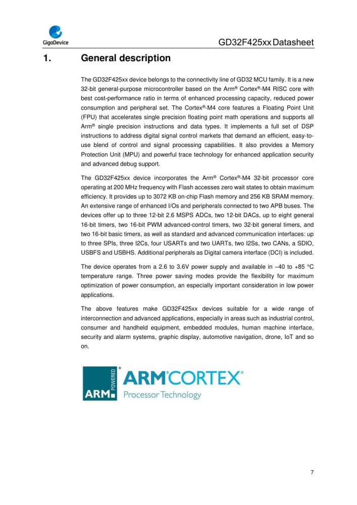 GD32F425xx datasheet page 8