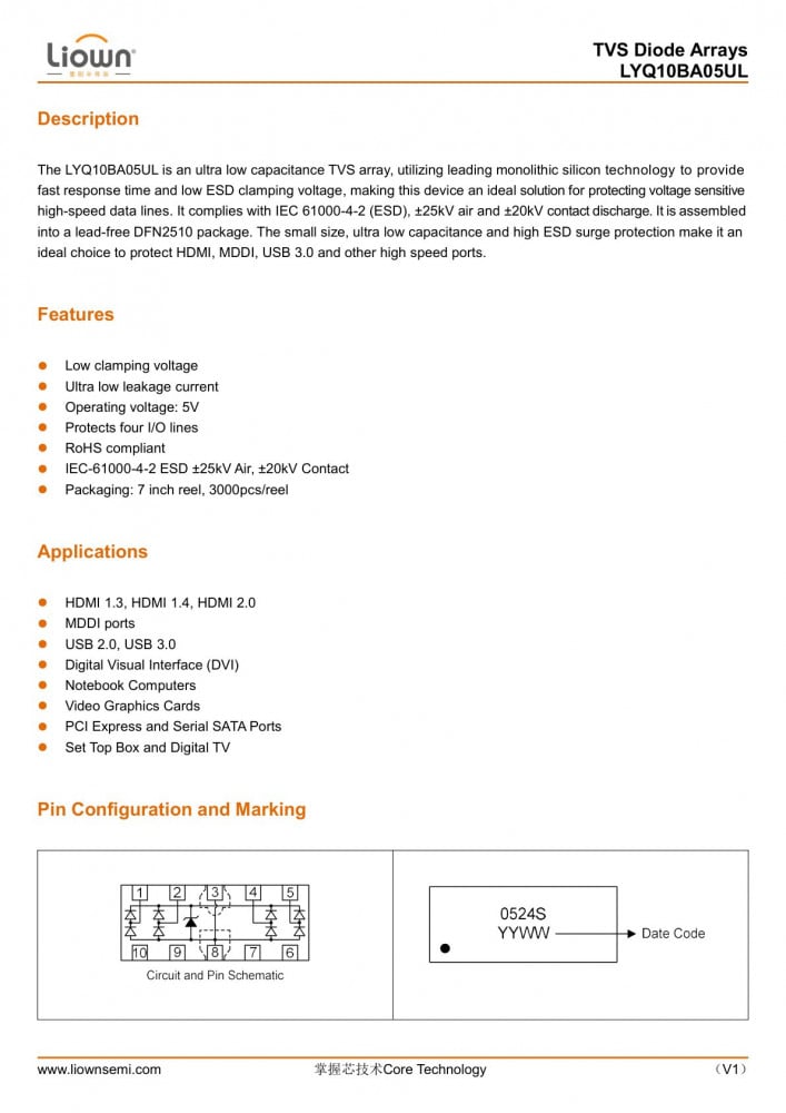 LYQ10BA05UL datasheet page 1