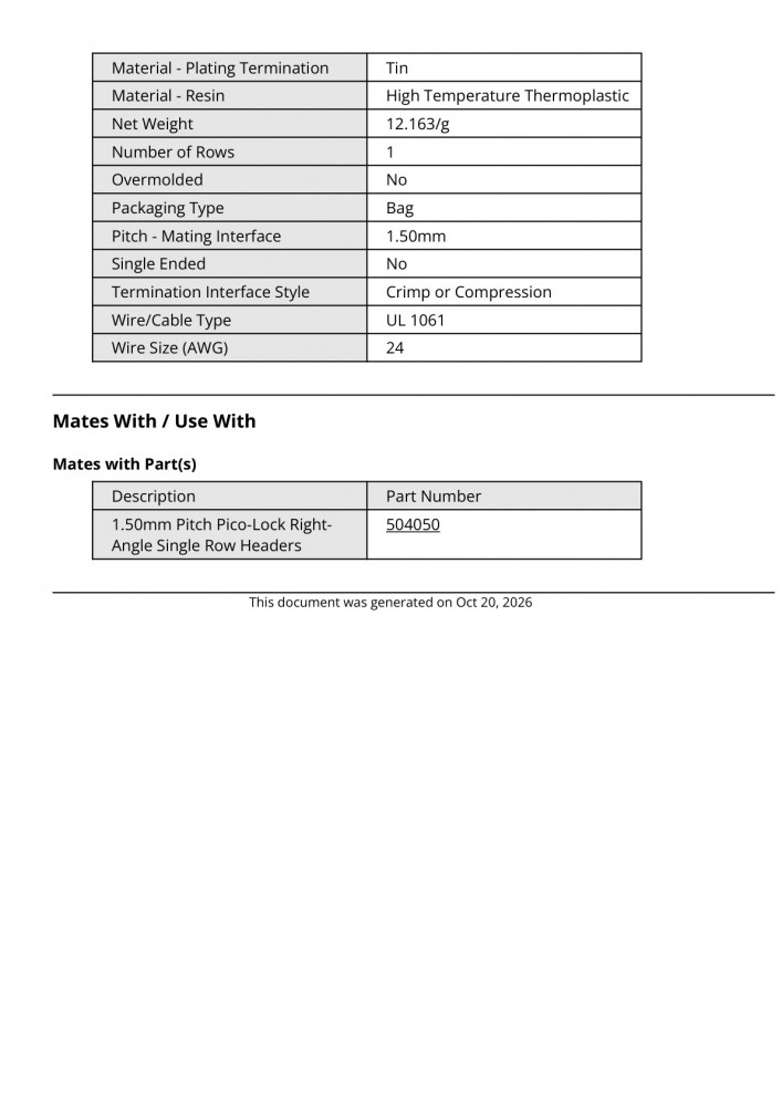 MOLEX 151320805 technical drawing, page 3
