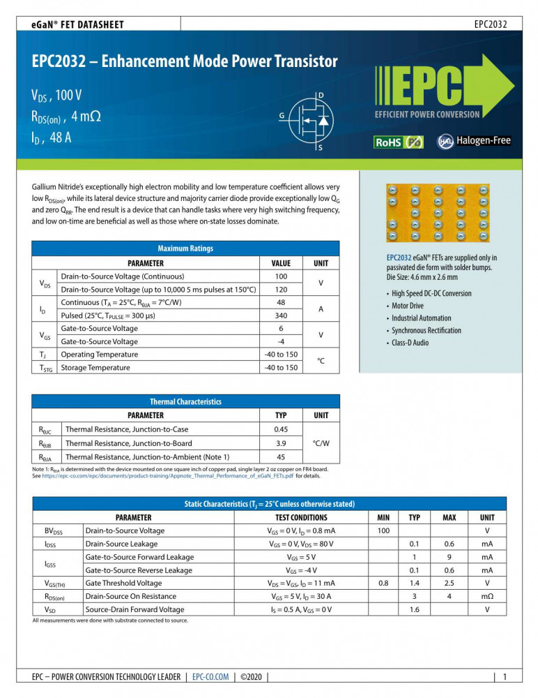 EPC2032 datasheet page 1
