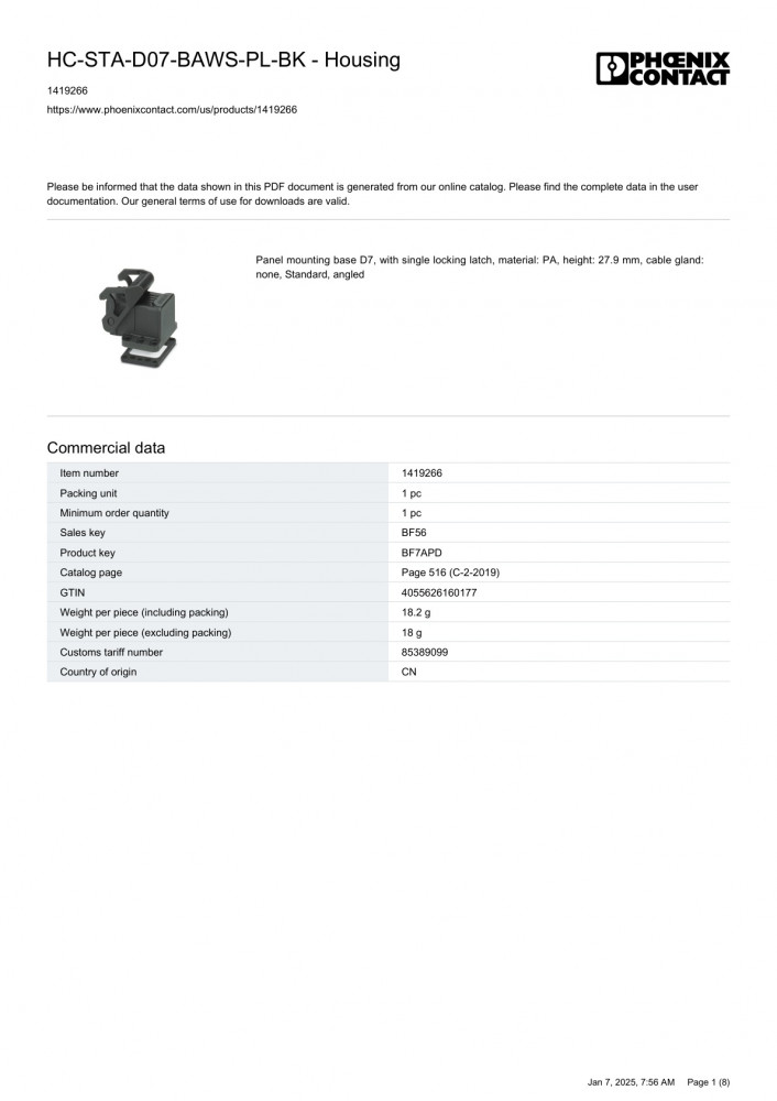 Phoenix Contact 1419266 product document page 1