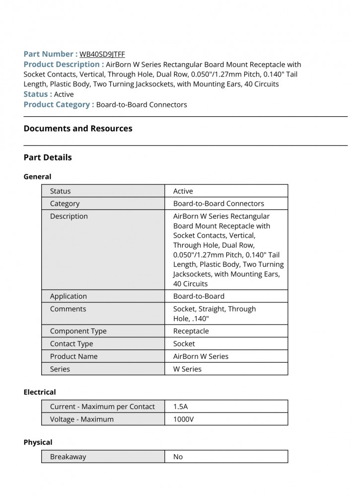 WB40SD9JTFF product document image, page 1