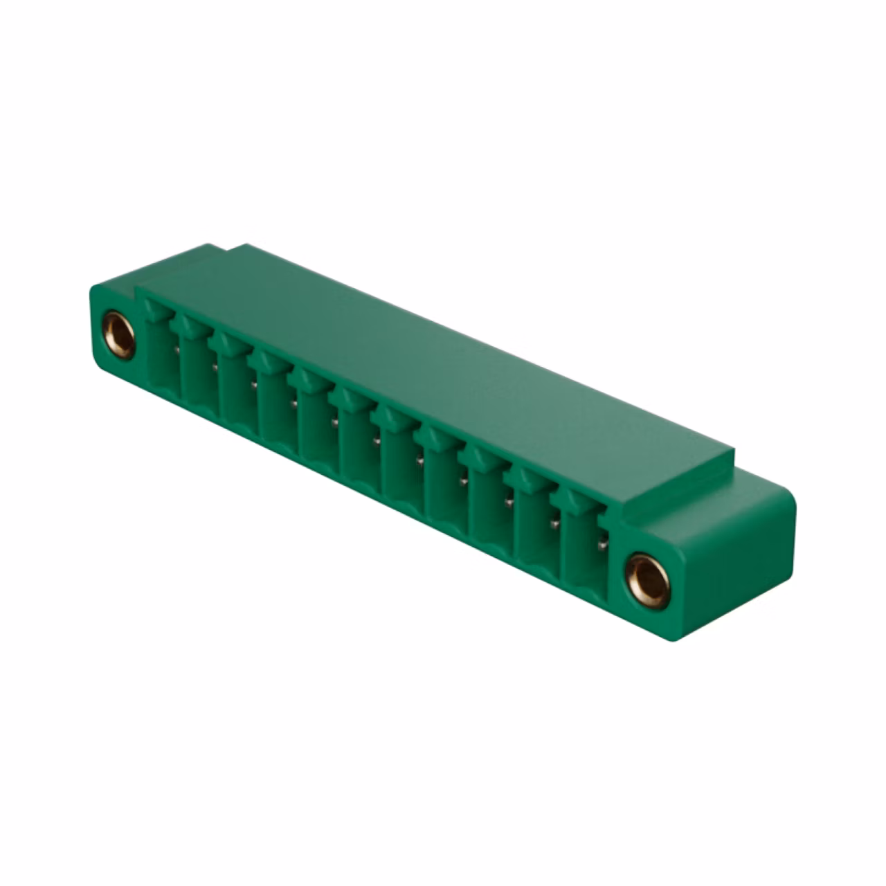 3.50mm Pitch Eurostyle Right-Angle PCB Header, with Threaded Retention Inserts, Green Housing, 11 Circuits for sale